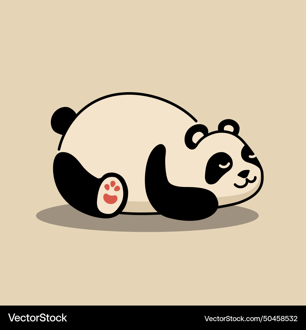 Cute panda simple flat icon with shadow Royalty Free Vector