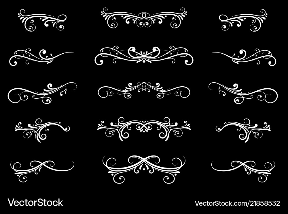 Dividers white filigree floral decorations Vector Image