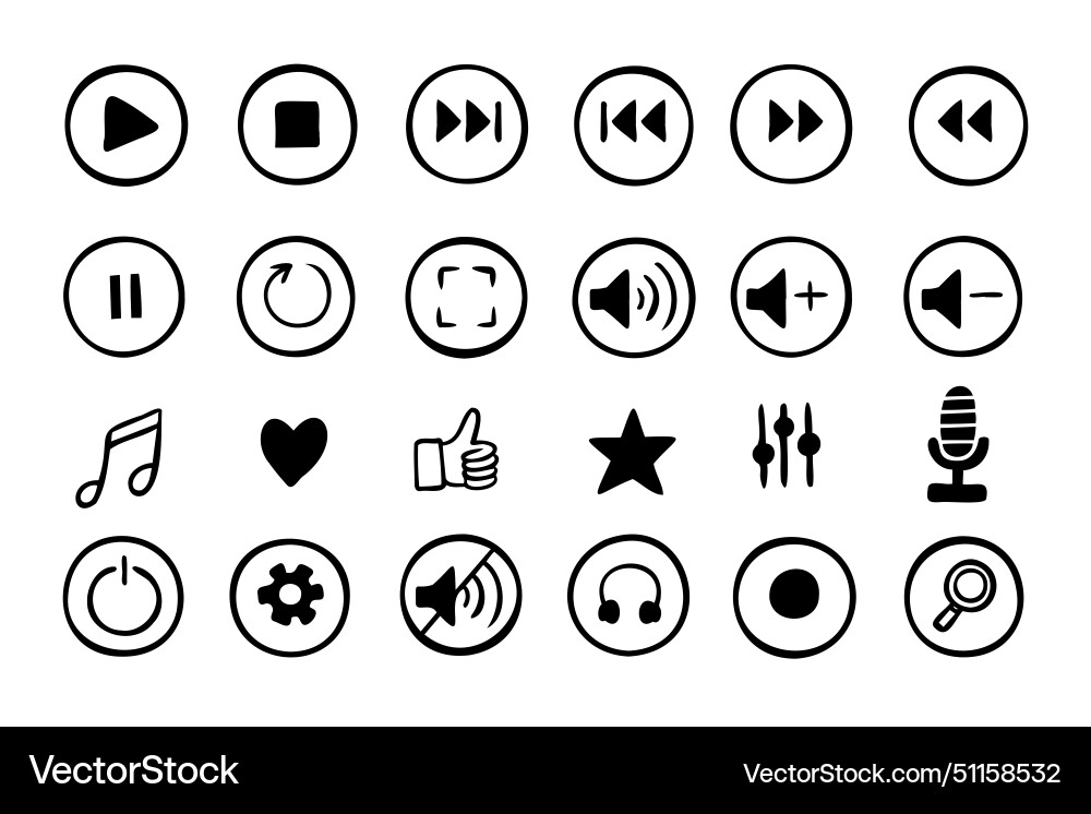 Doodle hand drawn music icons set sketch style Vector Image