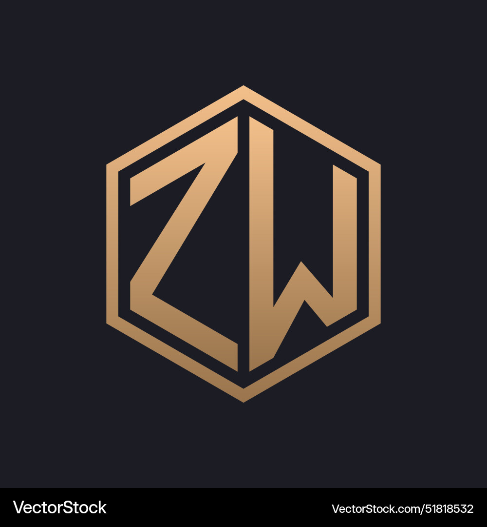 Elegant hexagon letter zw logo design initial Vector Image