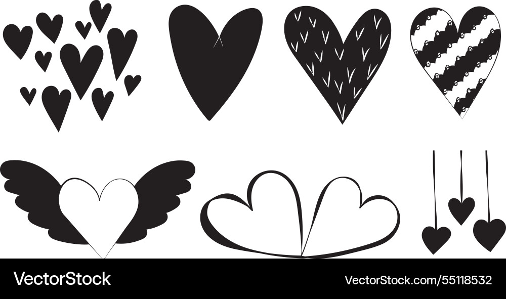 Herz Silhouette Design isoliert Lizenzfreies Vektorbild