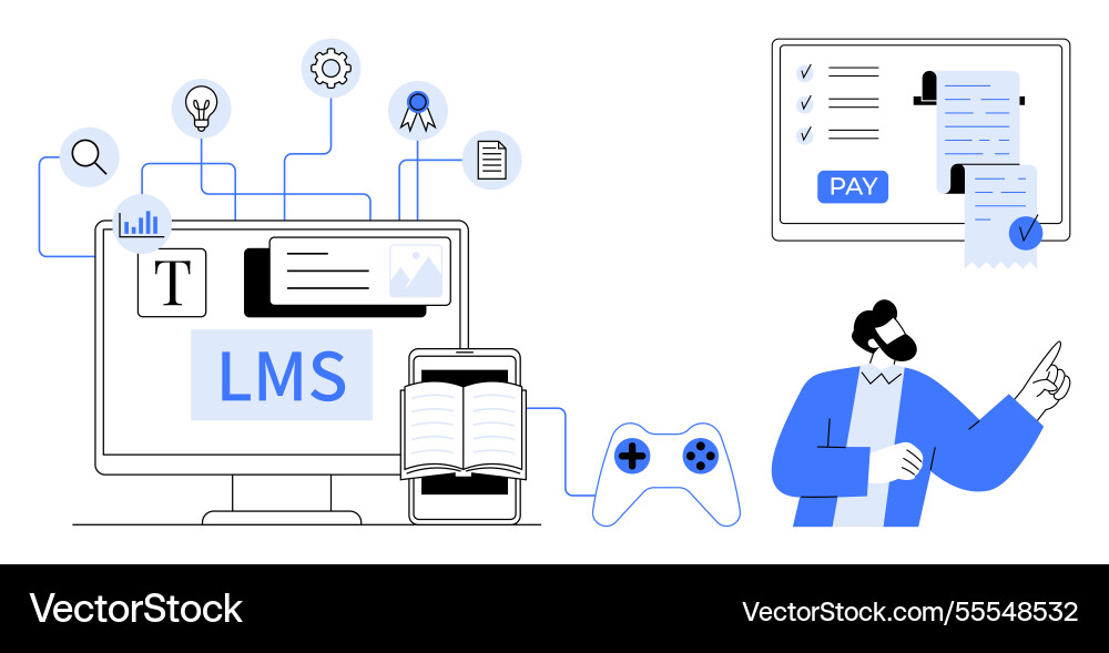 Learning management system with digital Royalty Free Vector