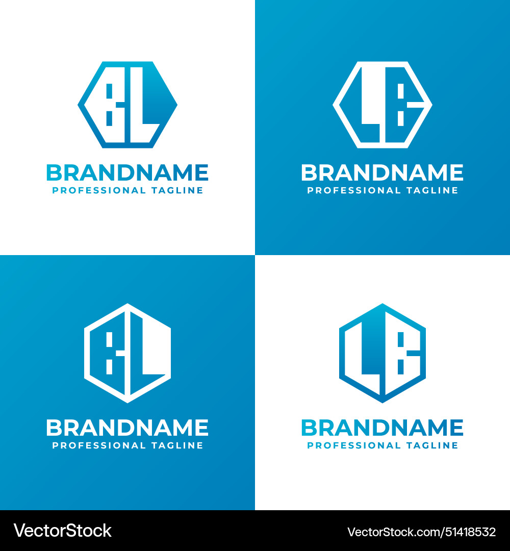 Letters bl and lb hexagon logo set suitable Vector Image