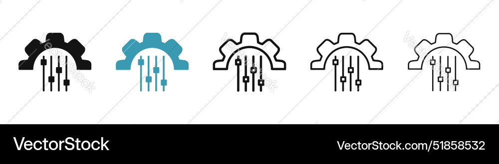 Mass customization icon set in black and blue Vector Image
