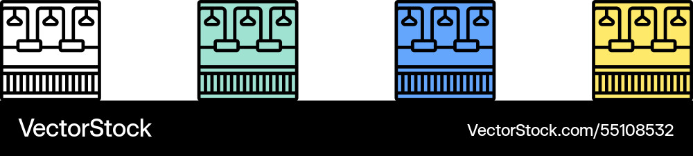 Platform icon outline green blue and yellow style Vector Image