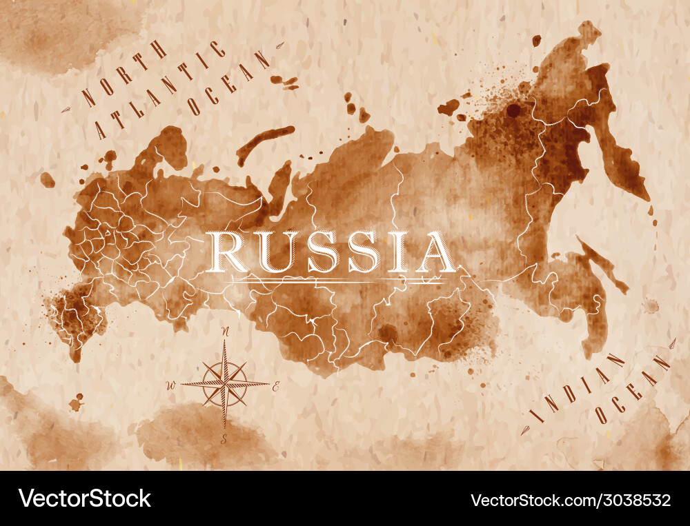 Retro Russia Map Royalty Free Vector Image - VectorStock