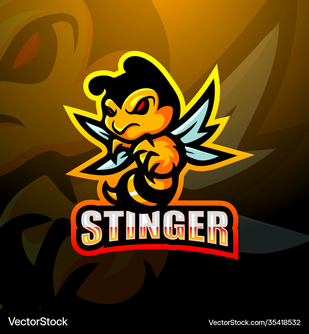 Stinger mascot esport logo design Royalty Free Vector Image