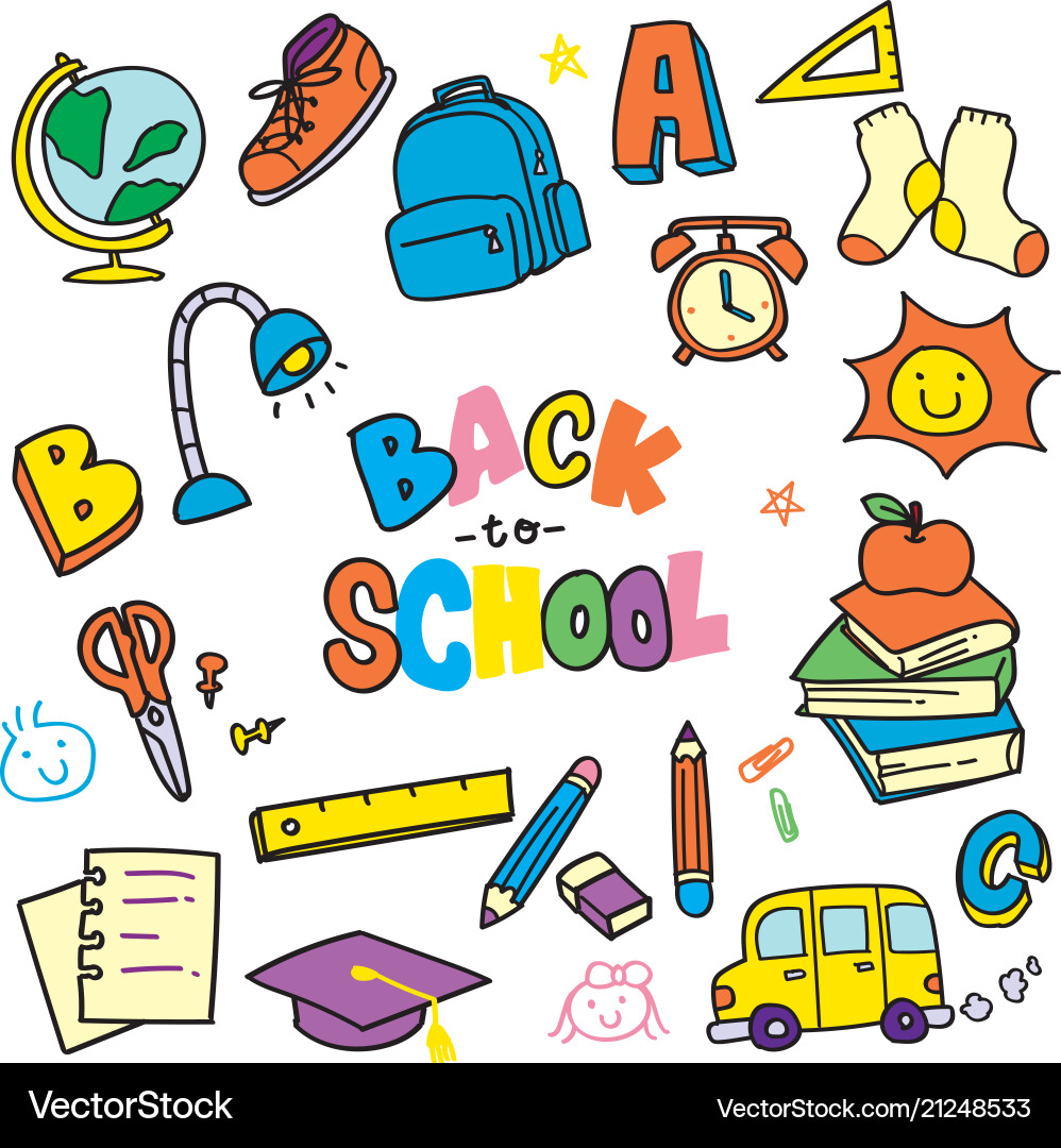 Back to school doodle clip art Royalty Free Vector Image