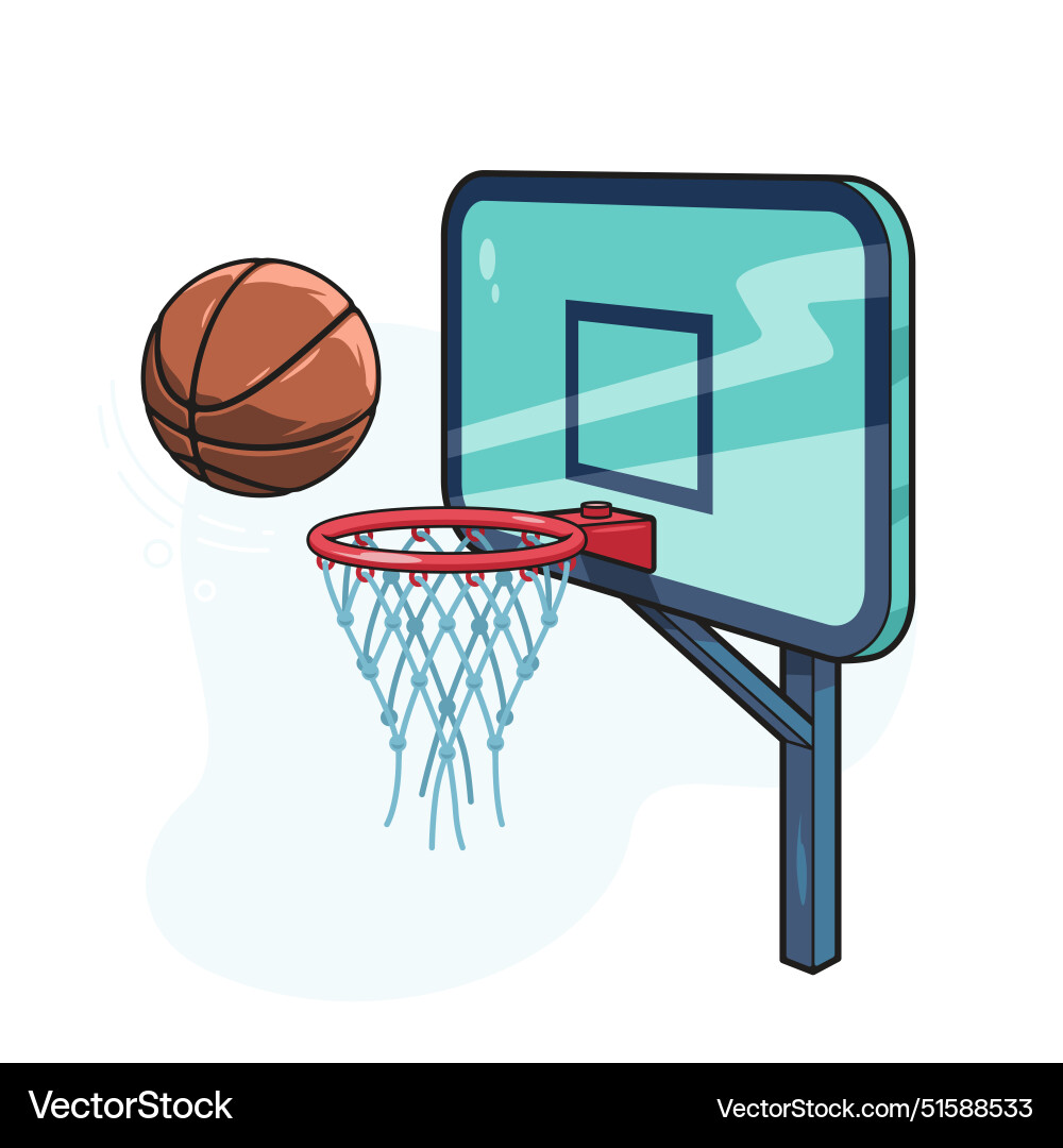 Basketball equipment including ball and backboard Vector Image