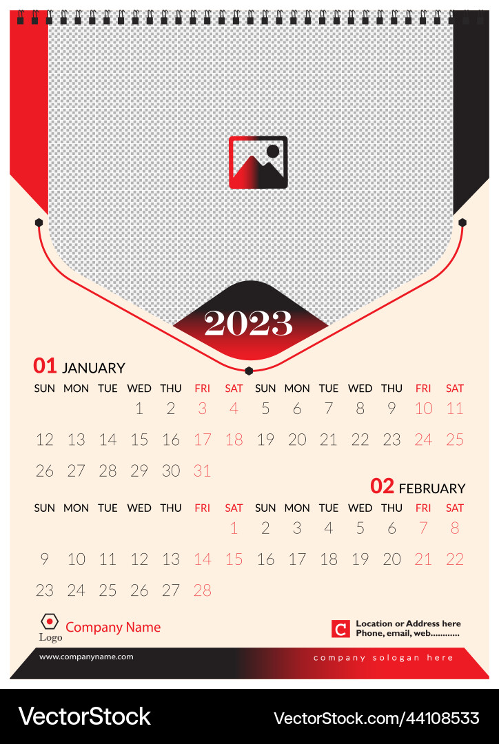 Creative wall calendar 2023 design template Vector Image Creative wall calendar 2023 design template Vector Image
