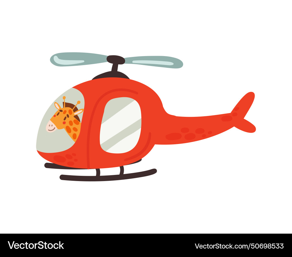 Giraffe flying with helicopter Royalty Free Vector Image