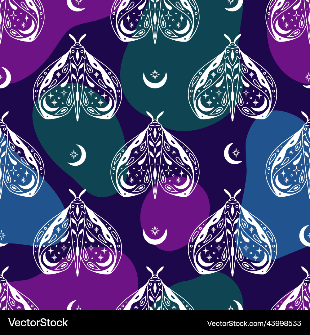 Magic celestial seamless pattern with moon stars Vector Image