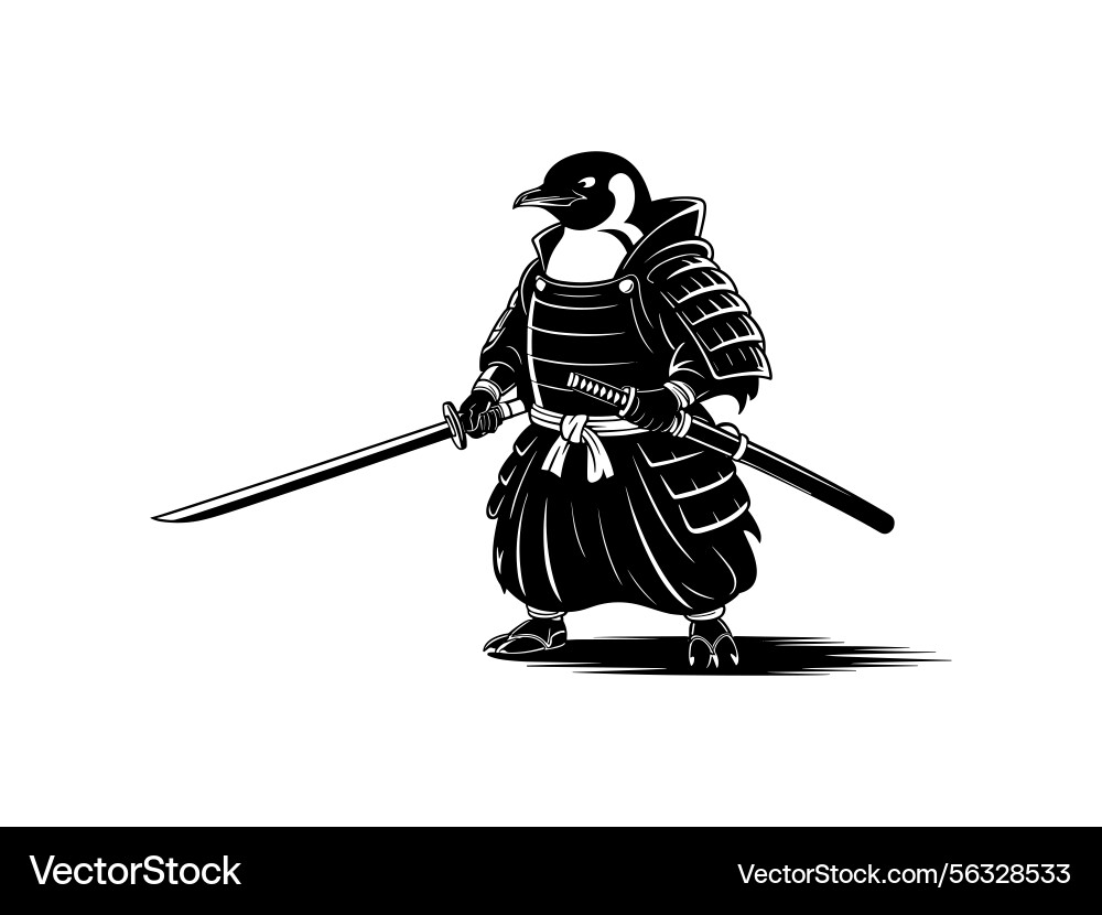 Penguin Samurai Hero Royalty Free Vector Image