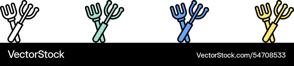 Pitchfork icon outline green blue and yellow Vector Image