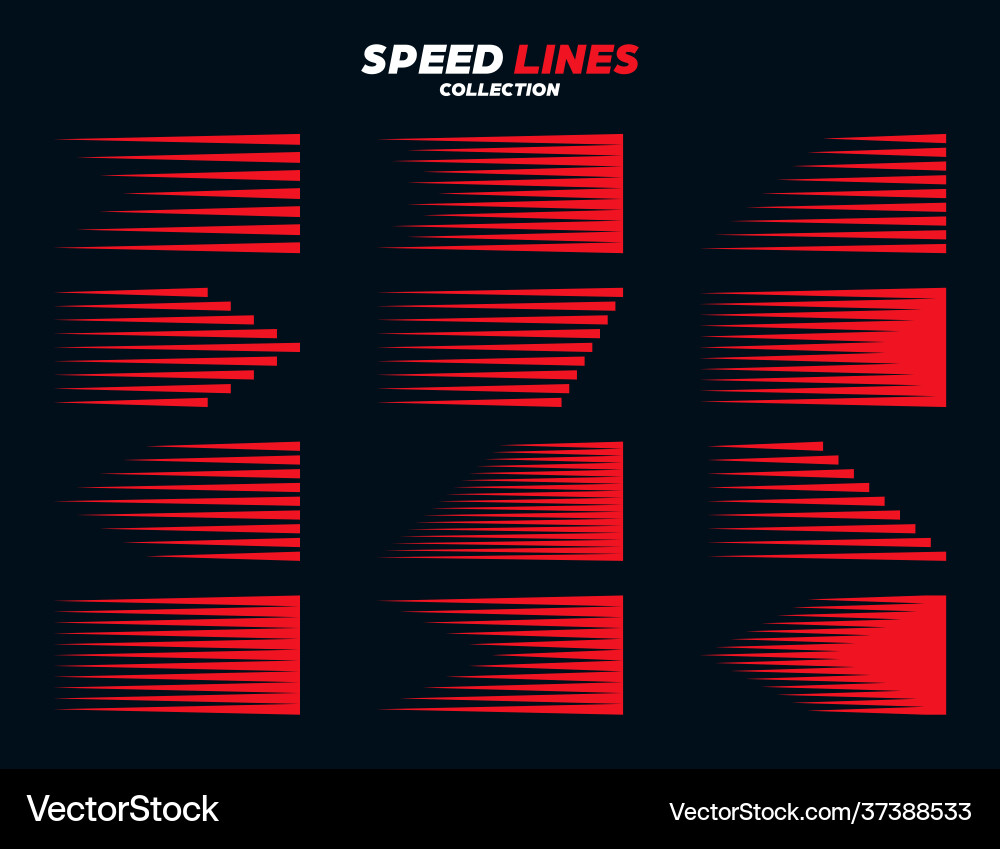 Red comic speed lines signs collection motion Vector Image