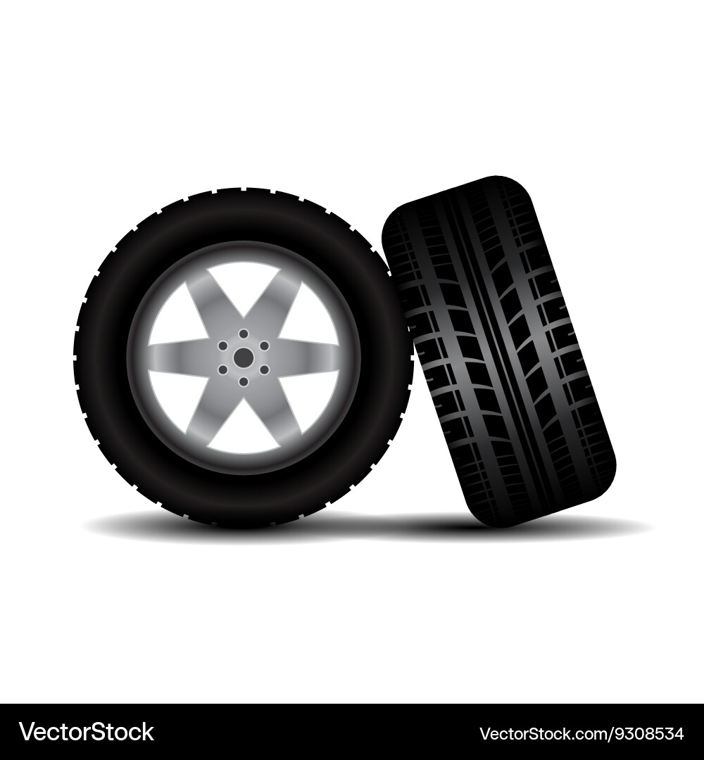 Car tires with wheels and shadow Royalty Free Vector Image