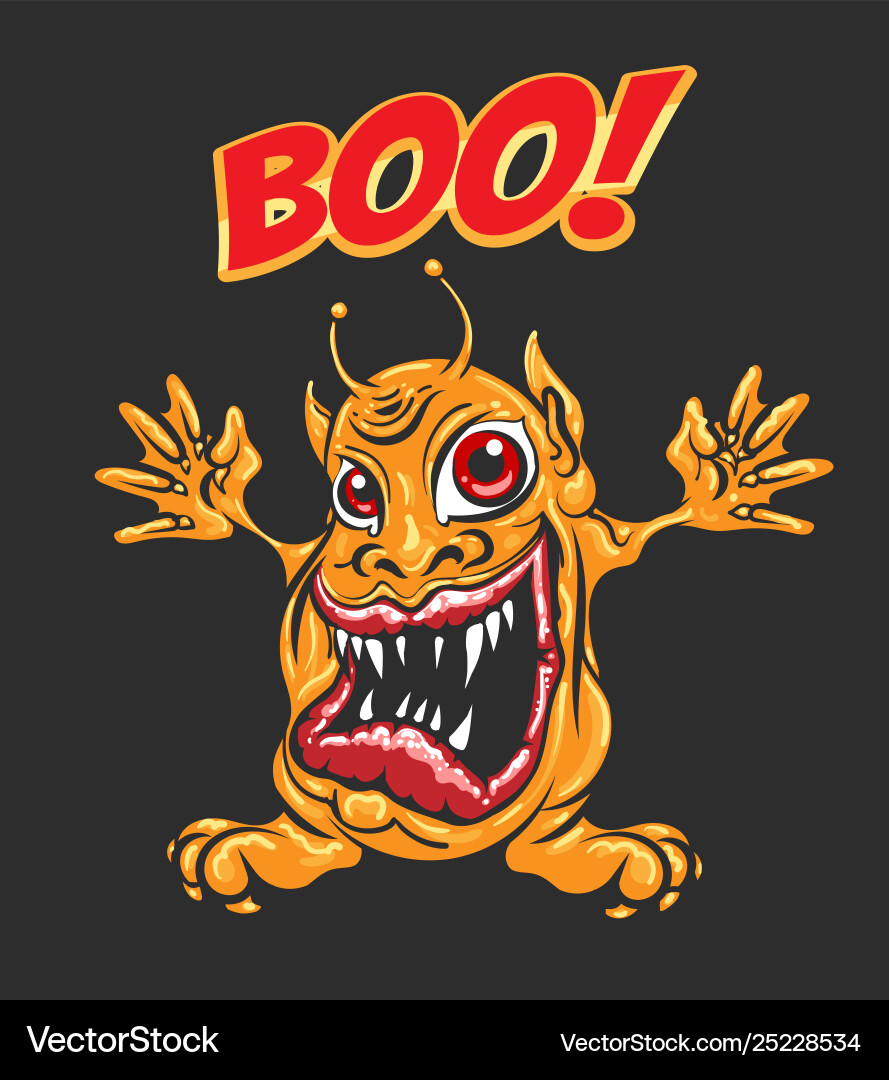 Cartoon monster with wording boo Royalty Free Vector Image