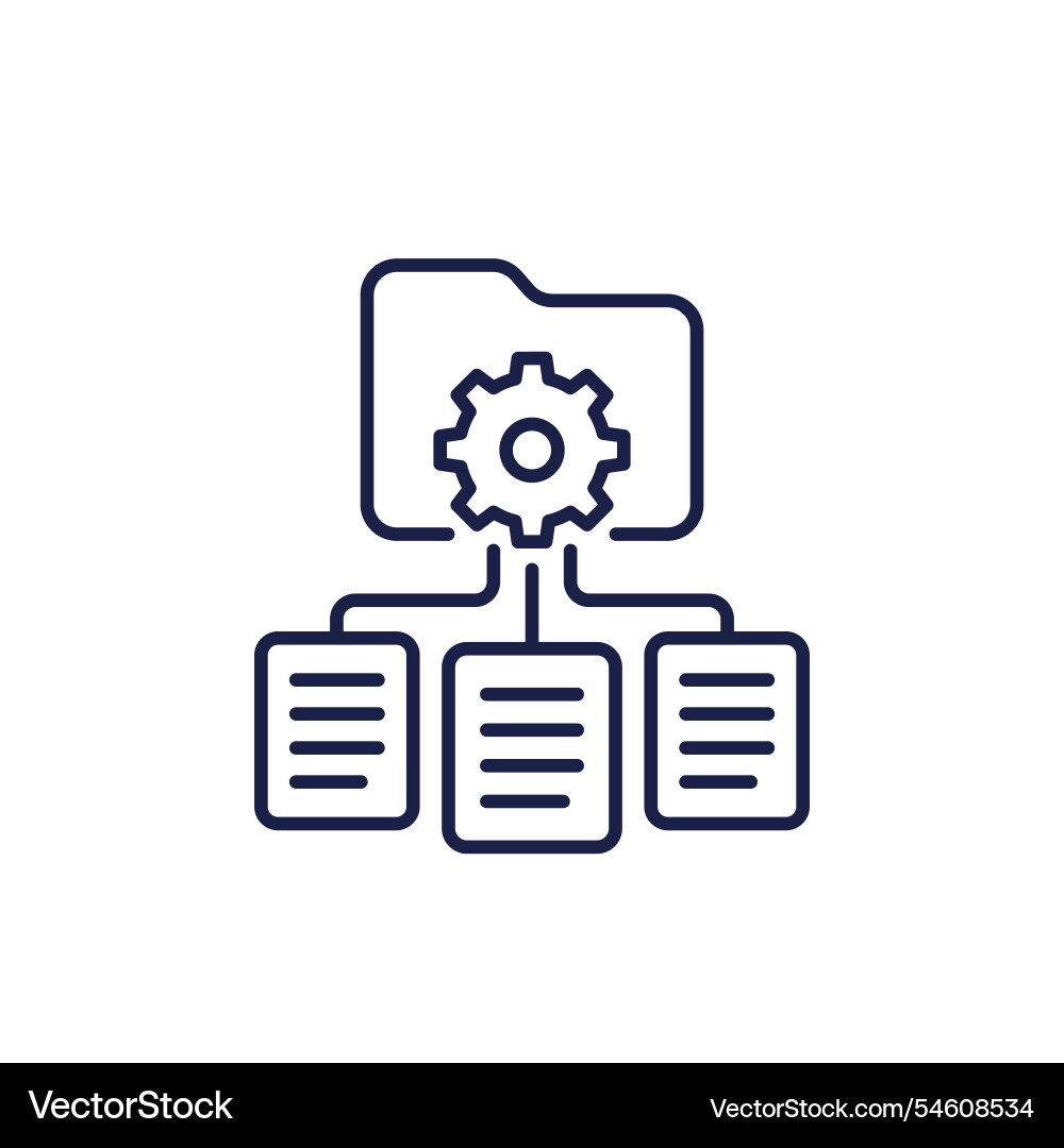 Data management line icon manage documents Vector Image