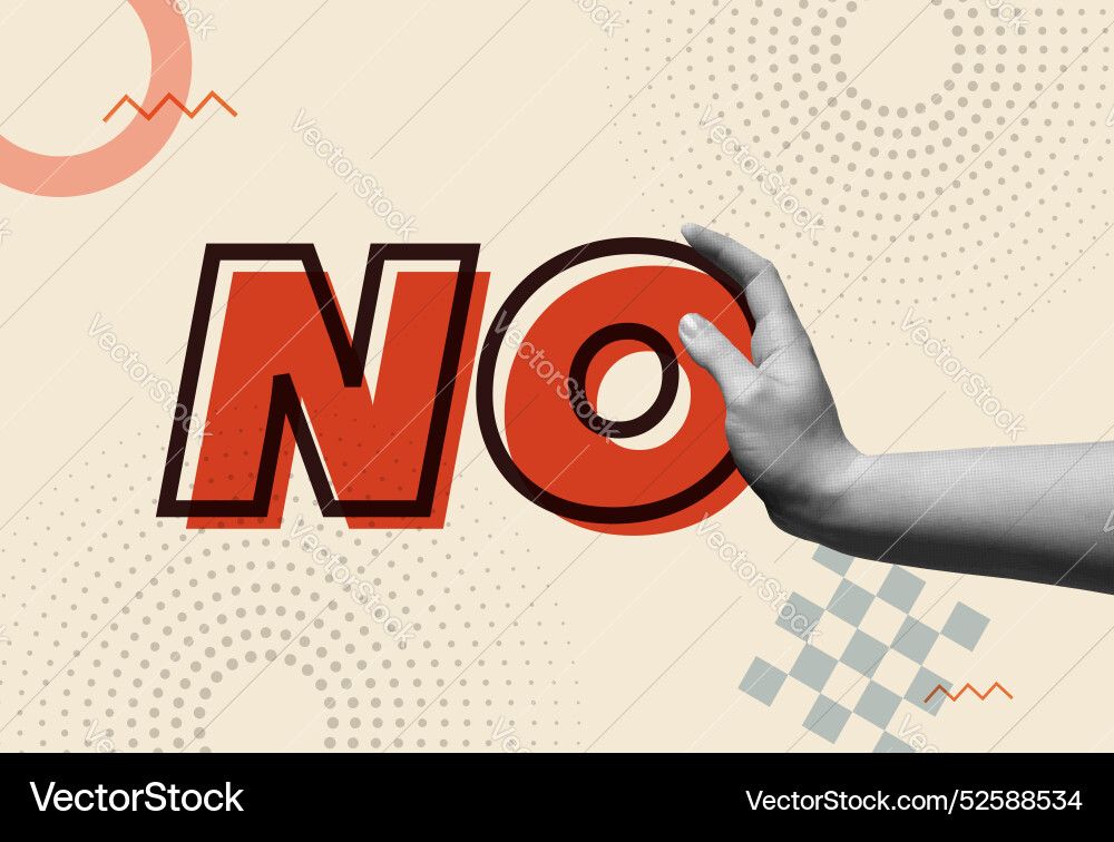 No sign stop gesture in negative answer and human Vector Image