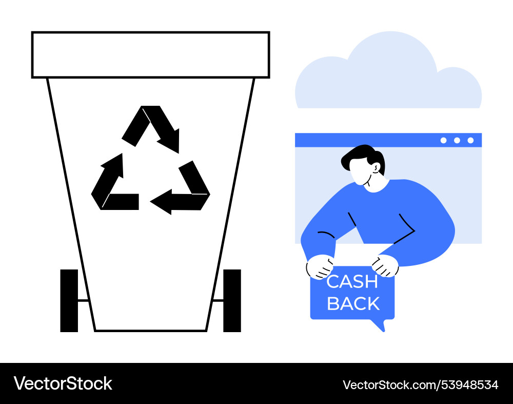Recycling bin and cashback concept with simple Vector Image