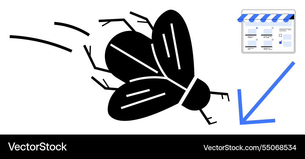 Stylized fly approaching digital storefront Vector Image