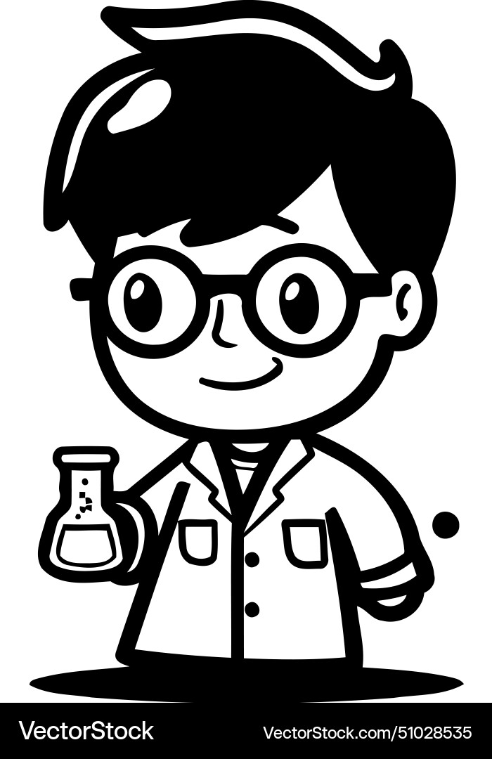 Cute boy scientist cartoon character in a flat Vector Image