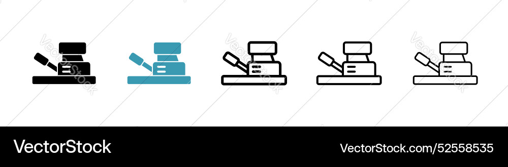 Floor sanding machine icon set on white background
