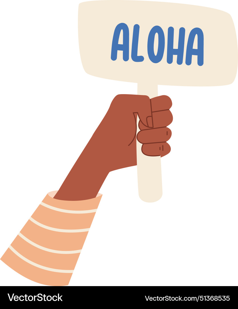 Hand holding aloha banner Royalty Free Vector Image