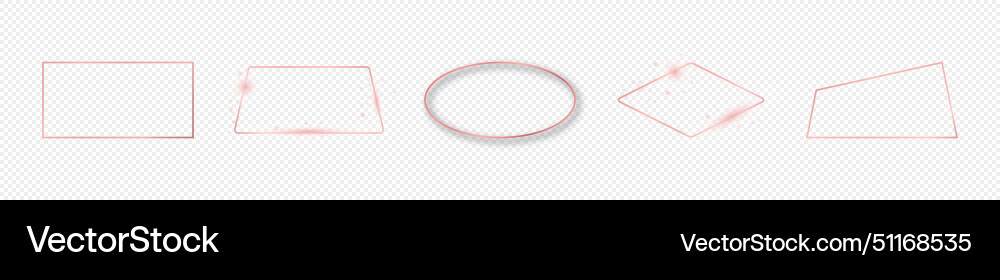 Rose gold glowing different geometric shape frame Vector Image