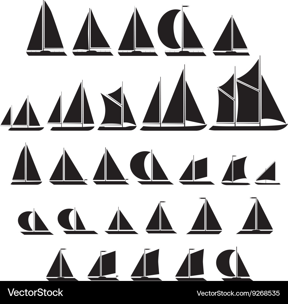 Sailboat symbol set Royalty Free Vector Image - VectorStock
