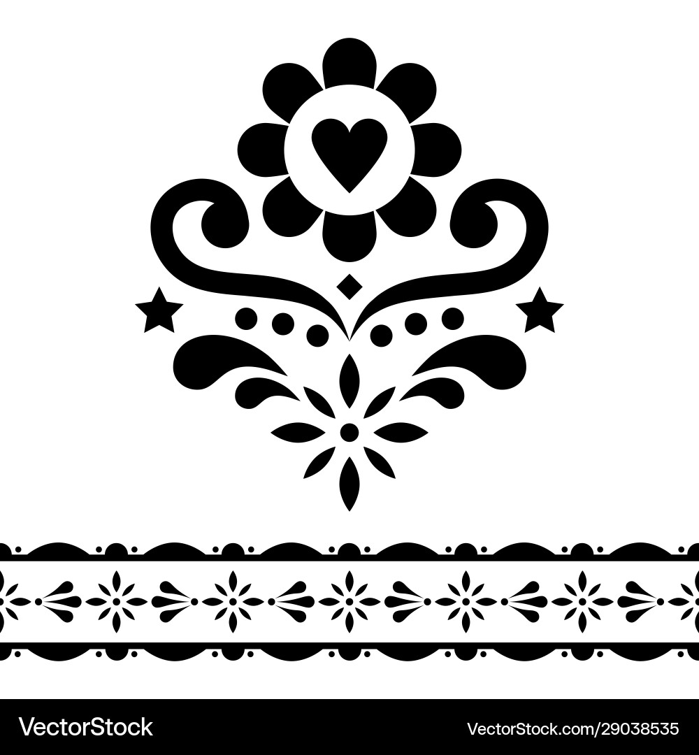 Scandinavian folk art design set - single Vector Image