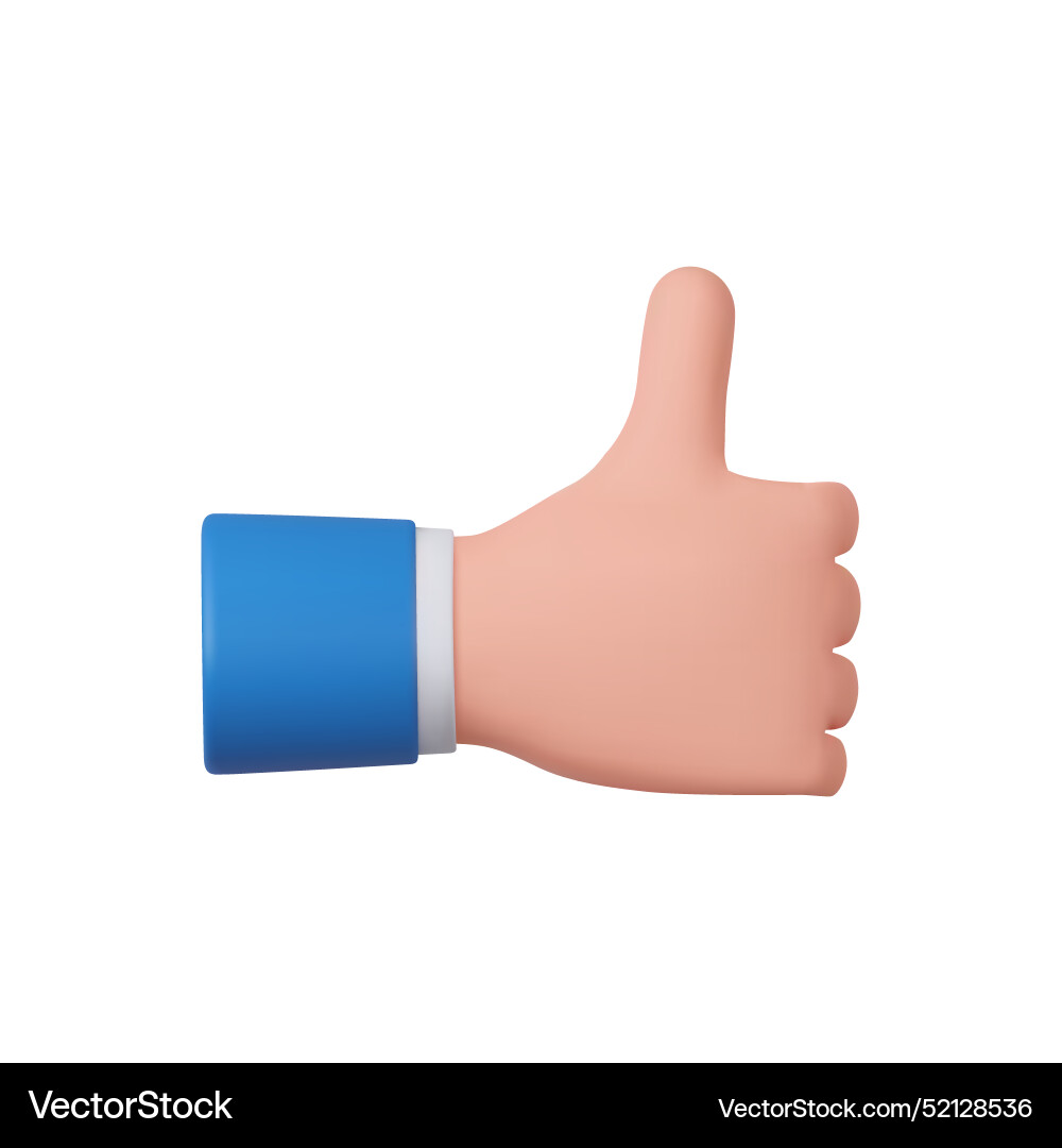 3d cartoon character hand Royalty Free Vector Image