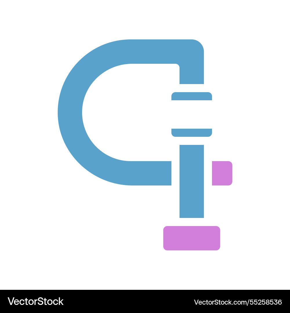 Clamp graphic in blue and pink on white background