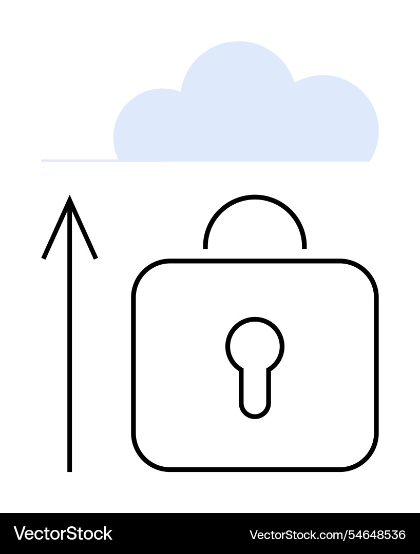 Cloud storage security concept with an upward Vector Image