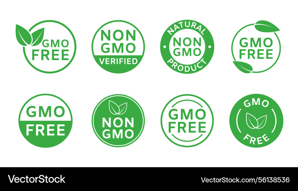 Gmo free icons non labels healthy food Royalty Free Vector