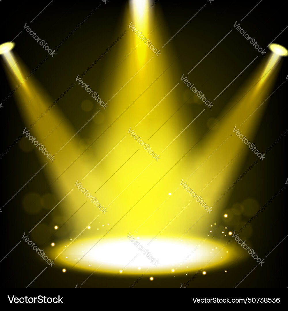Gold spotlight shining Royalty Free Vector Image