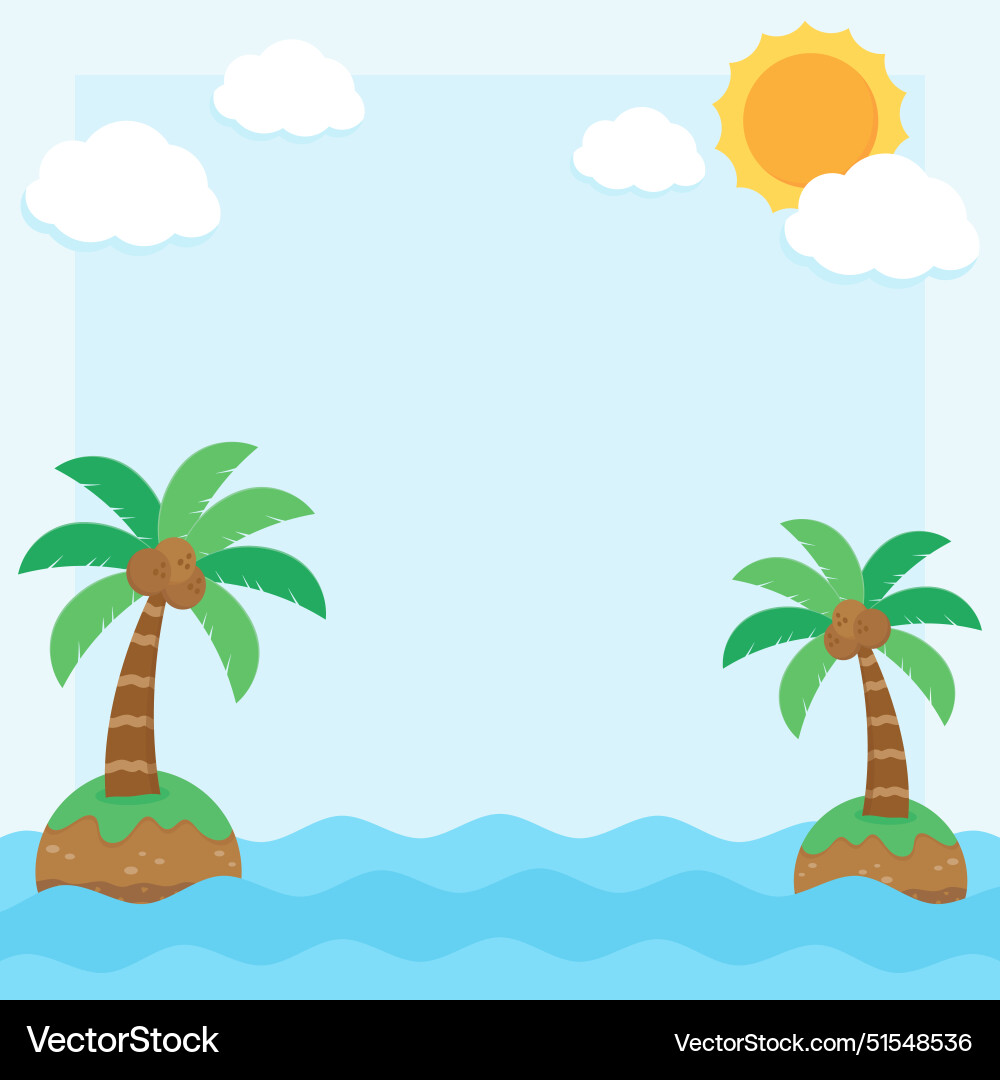 Island sunny sky frame 1 Royalty Free Vector Image