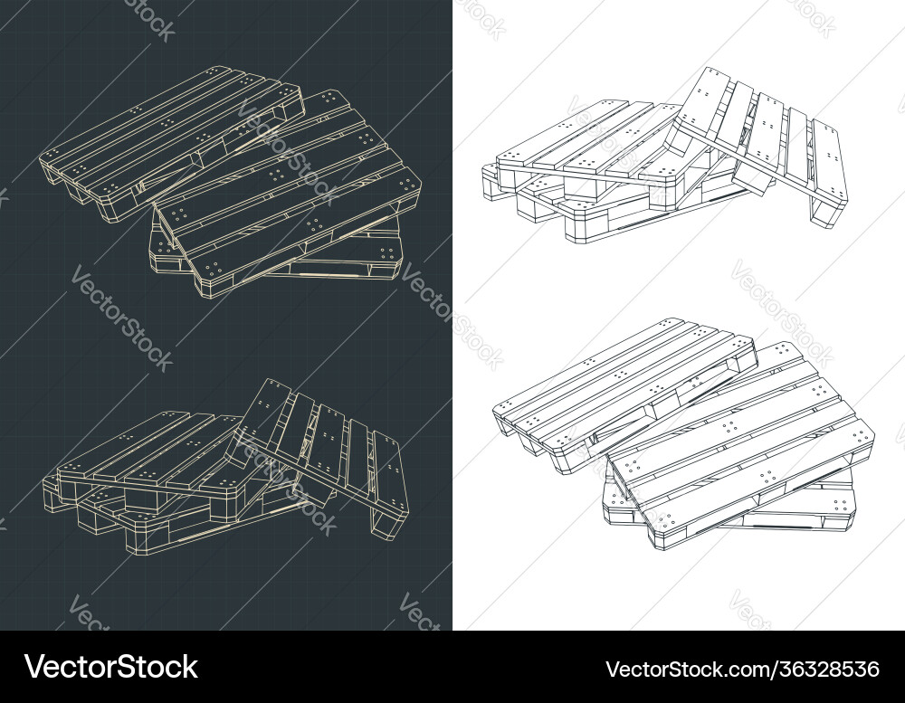 Pallets composition drawings Royalty Free Vector Image
