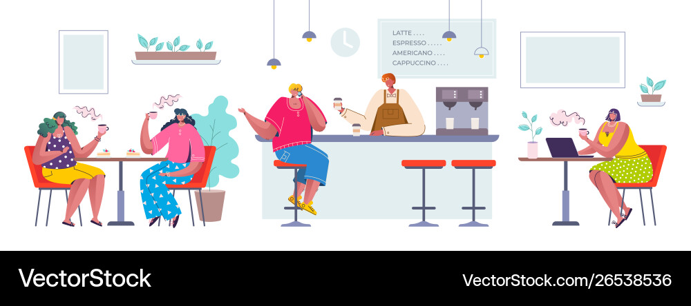 People at cafe cartoon characters sitting Vector Image
