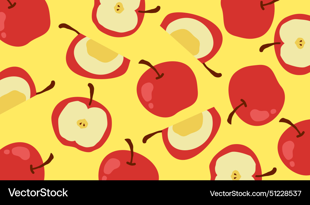 Cute apple fruits pattern background design Vector Image
