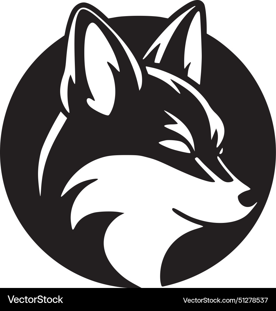 Fox - black and white Royalty Free Vector Image