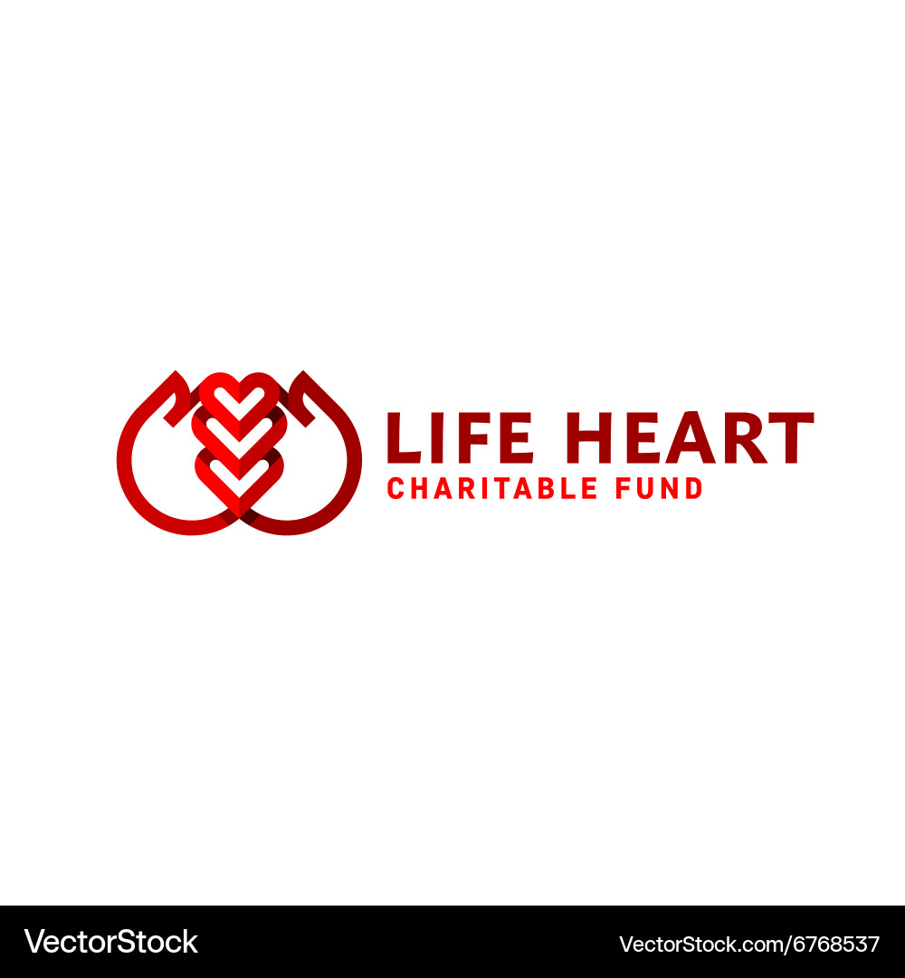 Hands and heart line logo flat style trend Vector Image
