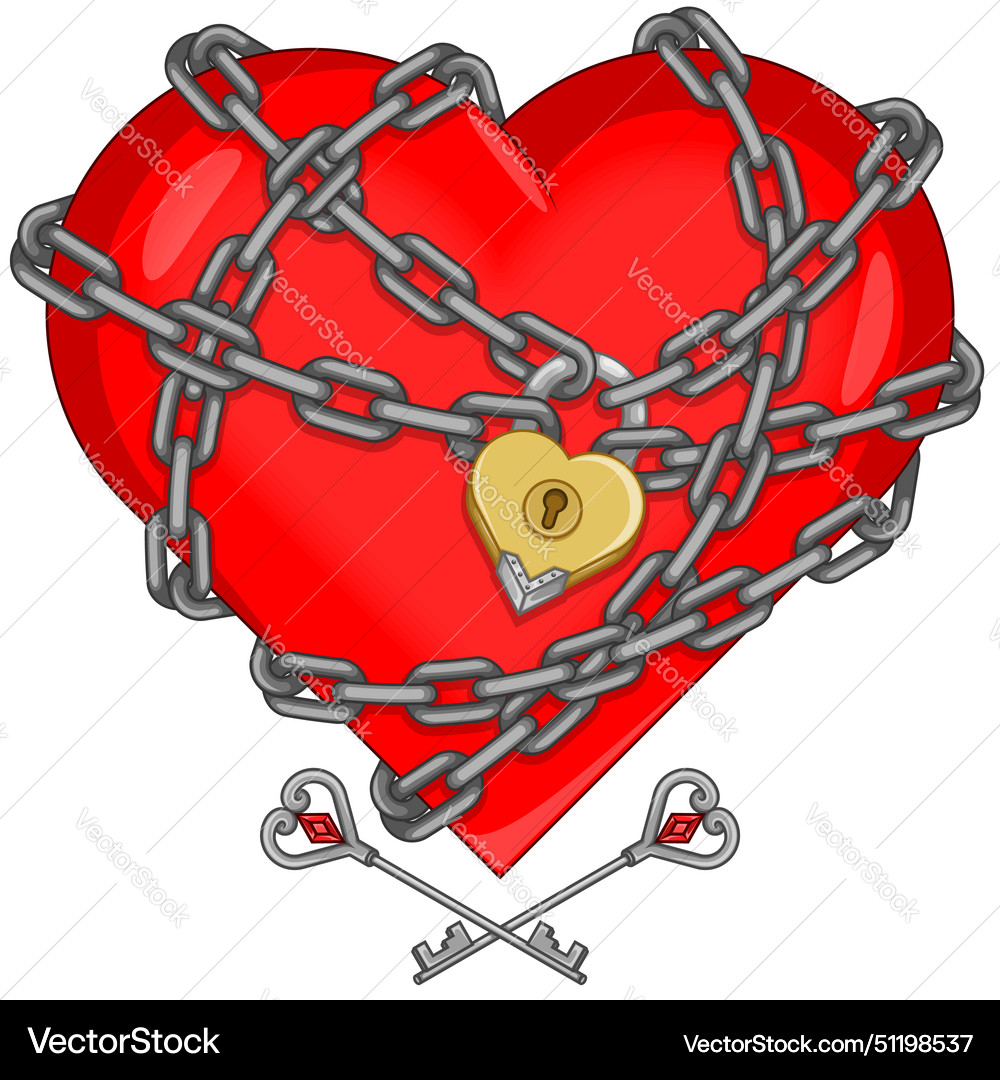 Heart wrapped with chains and padlock Royalty Free Vector
