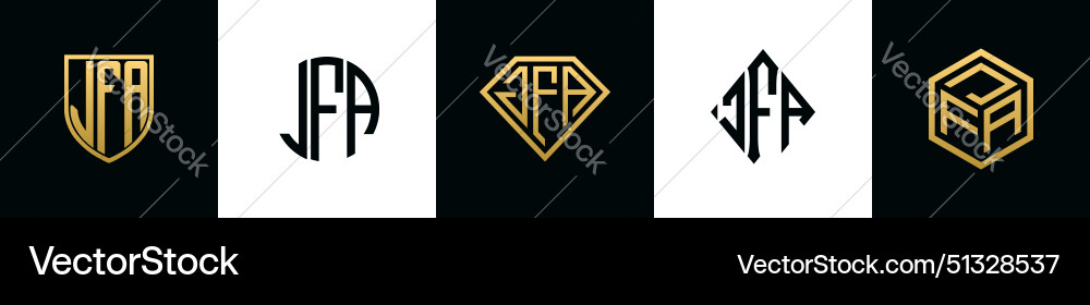 Initial letters jfa logo designs bundle Royalty Free Vector
