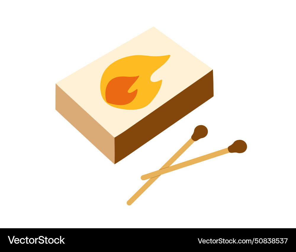 Matchbox and matches flat Royalty Free Vector Image
