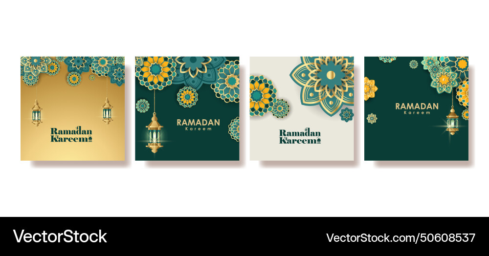 Modern islamic greeting card set template Vector Image