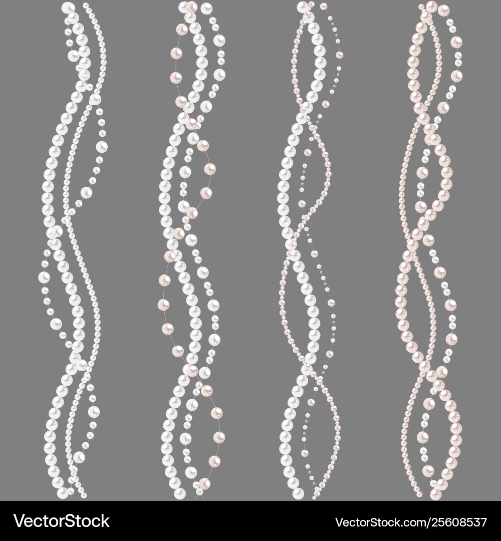 Pearl wavy string borders isolated on gray Vector Image