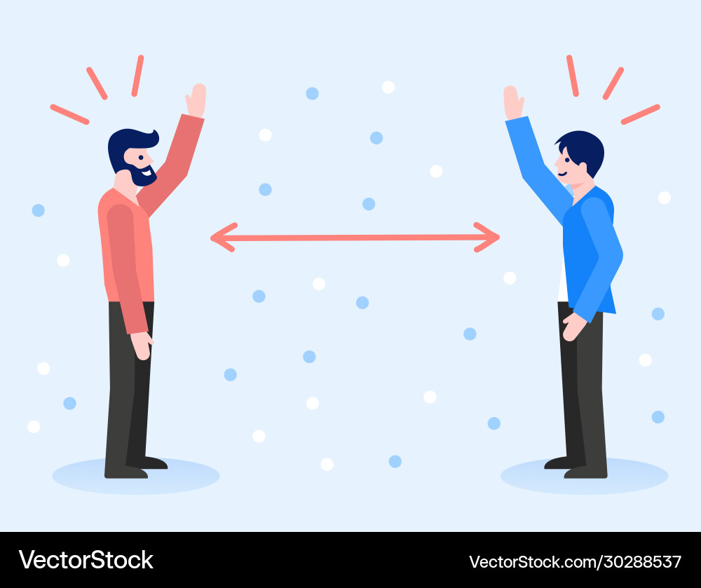 People greeting with social distancing Royalty Free Vector