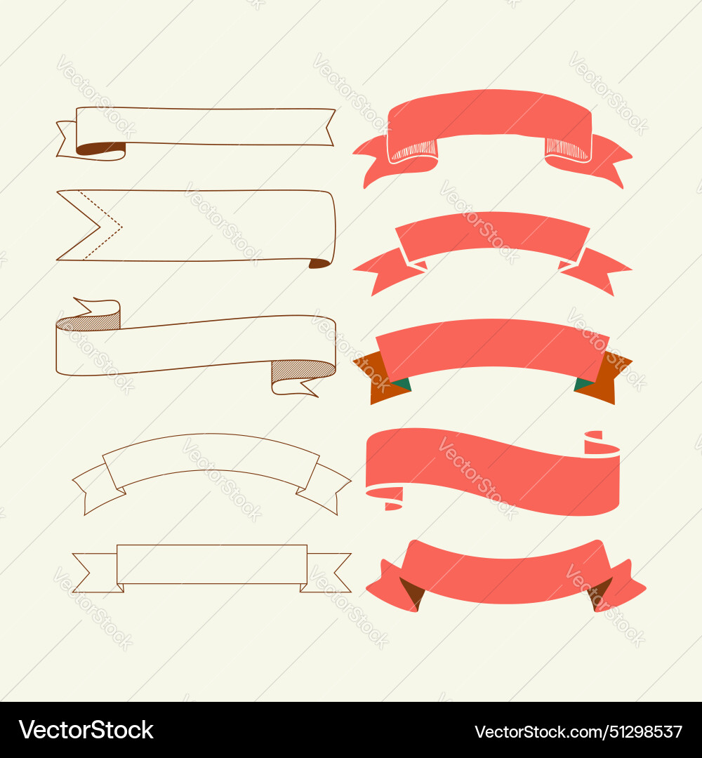Set of ribbon banner and speech bubbles Royalty Free Vector