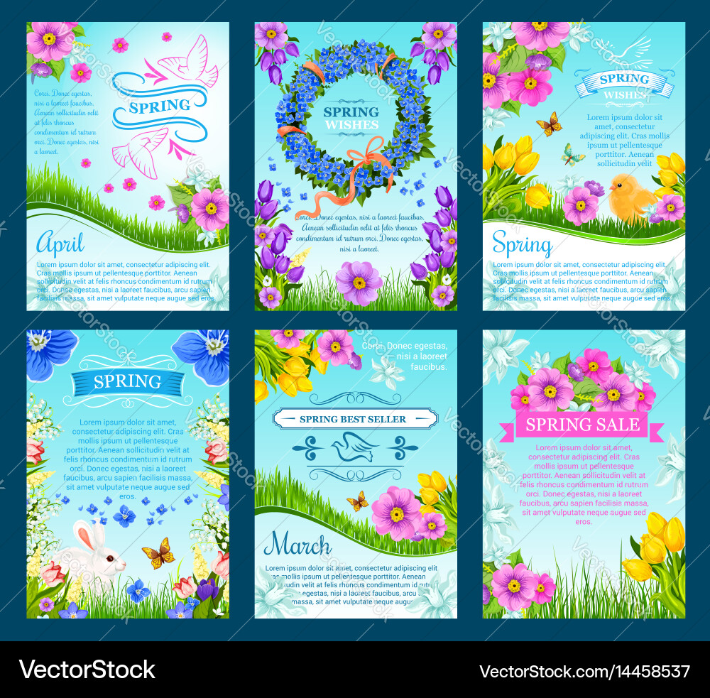 Spring sale and springtime holiday card template Vector Image